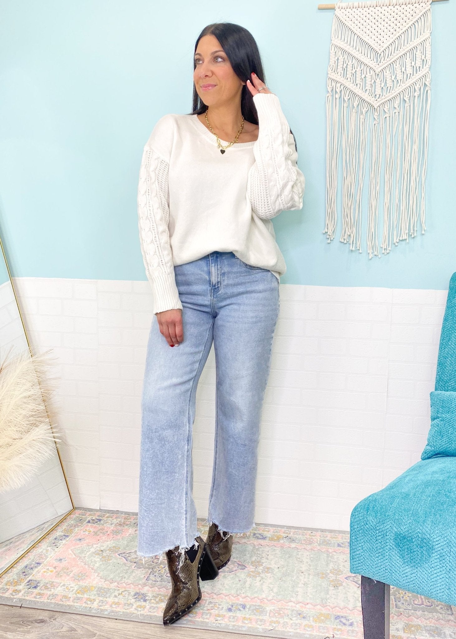 'Calista' Vervet High Waist Slim Wide Comfort Stretch Ankle Length ...