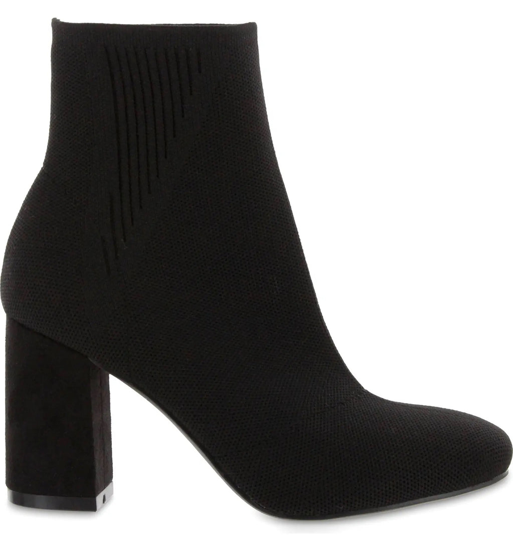 'Brandy' Black Stretch Knit Fabric Block Heel Bootie | Cali Moon Boutique